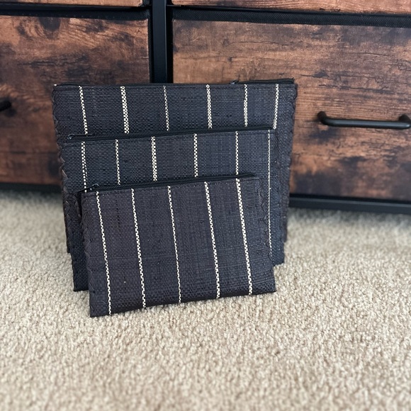 Bags | New Nesting Zip Straw Clutch 3 Black | Poshmark